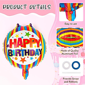 9 Pcs Happy Birthday Balloons, Round Foil Birthday Balloon Birthday Party Decorations, Large Birthday Mylar Balloon Birthday Gift Box Balloons for Kids Birthday Baby Shower Decorations