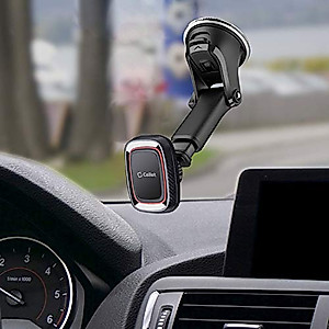 Cellet Magnetic Car Phone Mount, Universal Dashboard & Windshield, Super Strong Suction Cup Car Phone Holder Adjustable Telescopic Long-Arm Compatible with iPhone Samsung Galaxy Google Pixel Moto