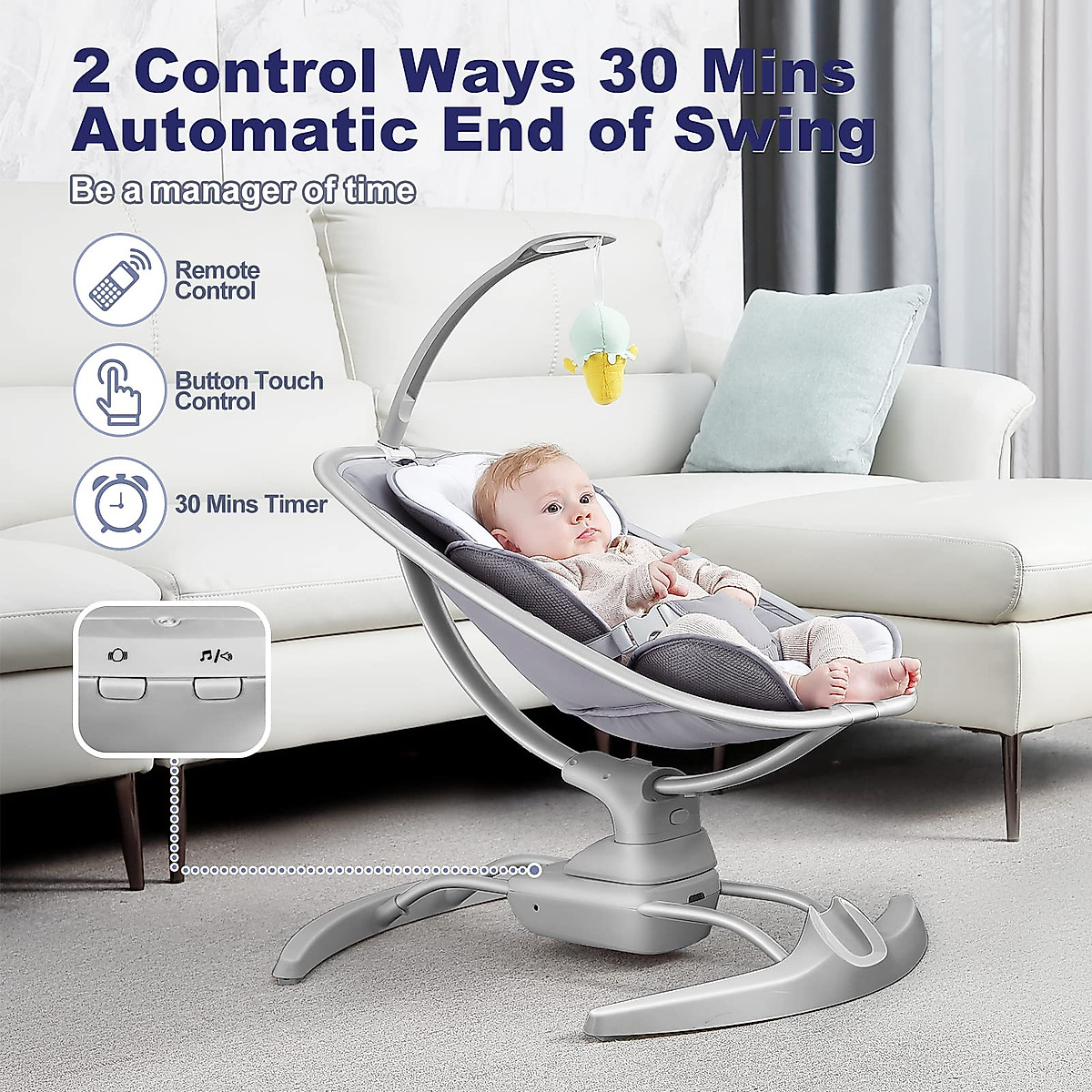 SYCYH Baby Swings for Infants Easy to Assemble Outdoor Portable Baby Swing for Newborn, Music Speaker with 8 Preset Lullabies, Remote Control