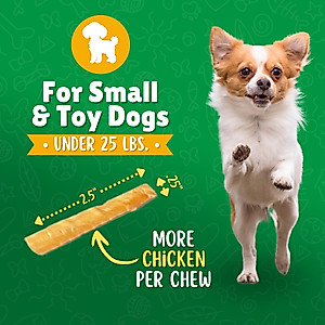 Lucky Premium Treats Chicken Wrapped Dog Treats – USA Made Raw Hide Sticks for Small & Toy Size Dogs – Long Lasting, Preservative Free Dog Treats – 80 Chews