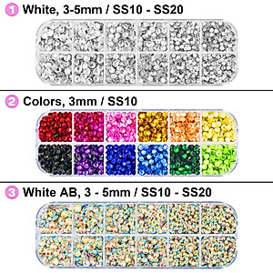 Worthofbest Hotfix Rhinestone Setter, Applicator ToolKit, Hot Fixed Wand Bedazzler Kit, 4080Pcs, AB Crystal, Clear, 14 Colors, 7 Tips, 4 Gems Sizes, Tweezers, , Jewel Picker, Trays, Zip Bag