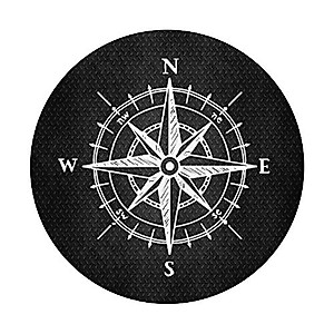 Black White Compass Rose Gift For Hiker And Camper PopSockets PopGrip: Swappable Grip for Phones & Tablets