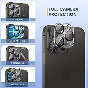 Maxdara [6 in 1] for iPhone 14 Pro Max Screen Protector, 2 Pack iPhone 14 Pro Max Back Screen Protector with 2 Pack Camera Lens Protector and Front Screen Protector Glass, 9H Hardness, Ultra HD