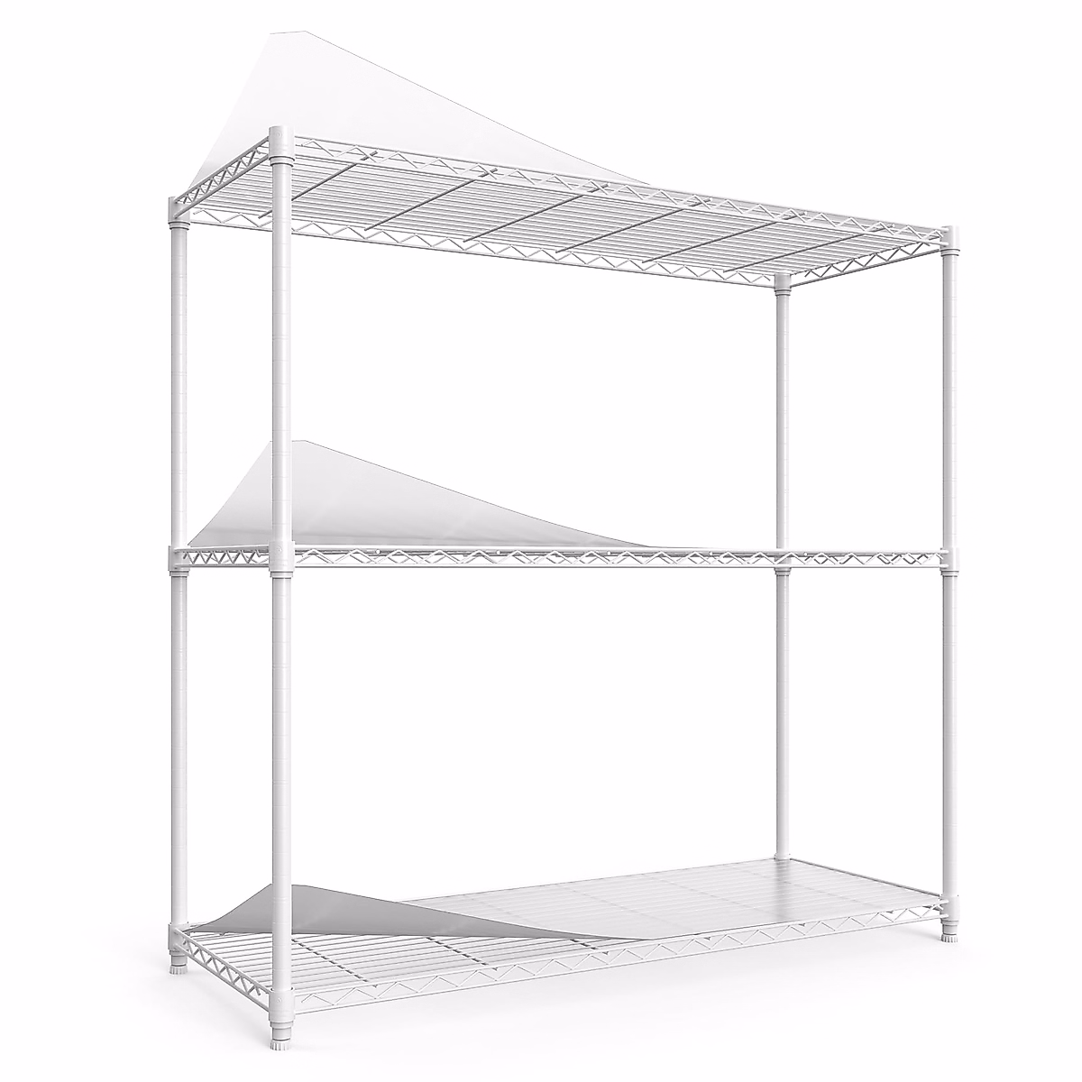 Ufurpie 3 Tier Wire Shelving Unit, NSF Metal Shelf 1050lbs Capacity Adjustable Shelves Organizer Rack with Shelf Liners for Home Kitchen Office Garage Bedroom Basement, 48" H x 48" L x 18" D