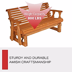 Amish Heavy Duty 800 Lb Roll Back Pressure Treated Porch Glider (4 Foot, Cedar Stain)