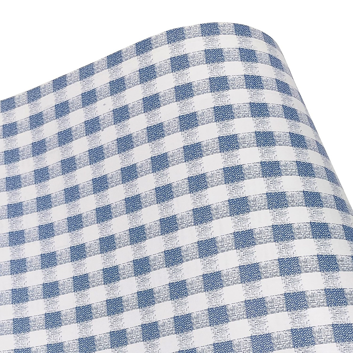 LoveFaye Mediterranean Style Furniture Paper Blue-White Gingham Countertop Door Sticker Shelf Liner 17.7inch by 9.8 Feet
