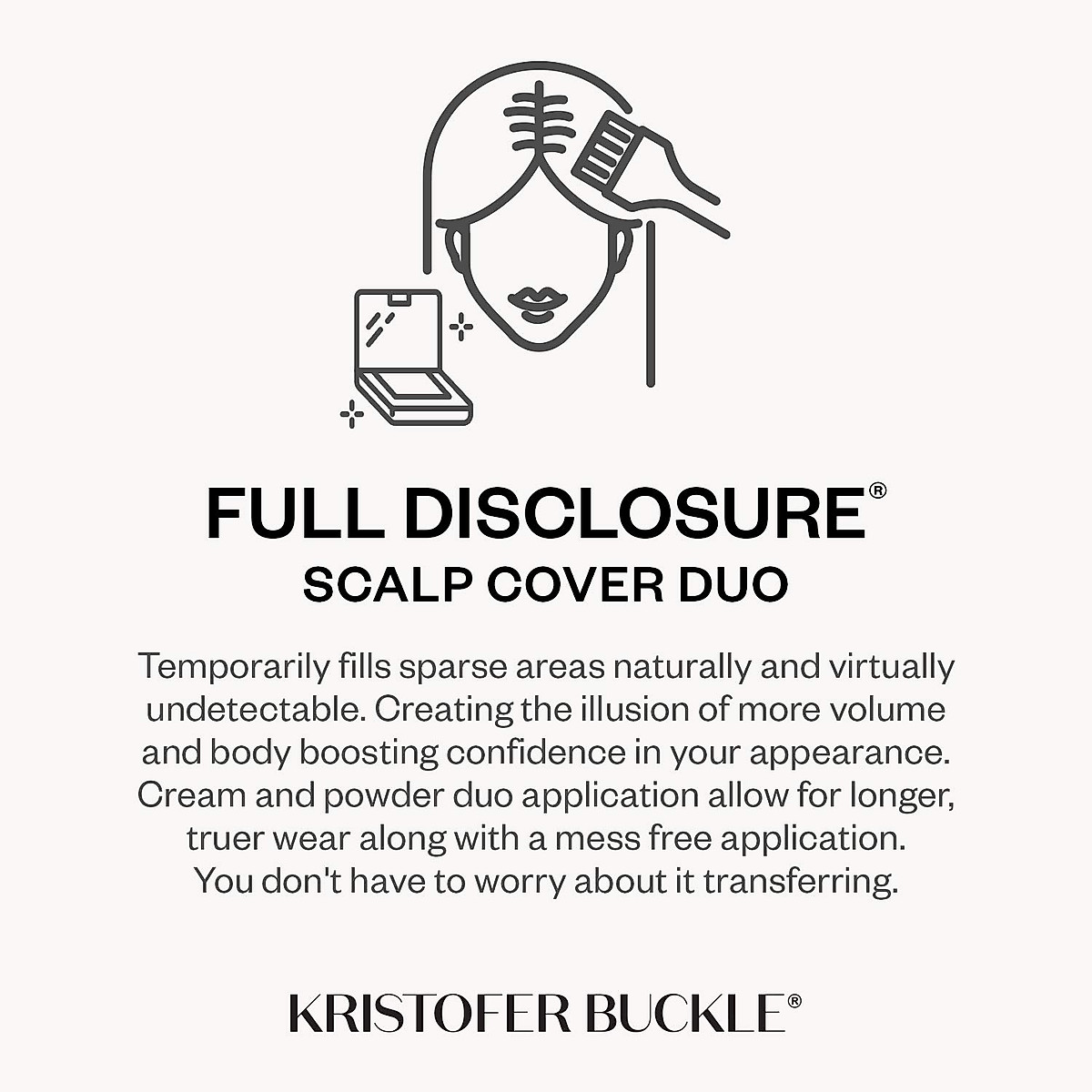KRISTOFER BUCKLE Full Disclosure Scalp Cover Duo, 0.39 oz. | Camouflaging Cream Conceals Sparse, Thinning Hair & Bald Spots | Salt & Pepper