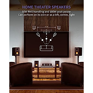 Starfavor 5.25” Passive Bookshelf Speakers Pair, 2-Way Home Stereo Speakers 50 watts RMS, 100 watts Peak Power, 5 inch Wired Audio Speakers for Home Theater -P5