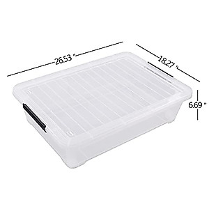 Buyitt 3 Packs 40 Quart Plastic Under Bed Storage Box, Large Wheels Storage Bin, Clear