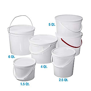 Consolidated Plastics Pail with Handle, HDPE, 6 Quart, White, 10 Piece