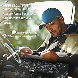 CaCTOUR Tactical Lunch Box for Men, Expandable Heavy Duty Double Deck Tactical Lunch Bag with Shoulder Strap, Leakproof & Insulated Lunch Cooler Bag for Adult Work Fishing Picnic Travel,20L,Camo-Black