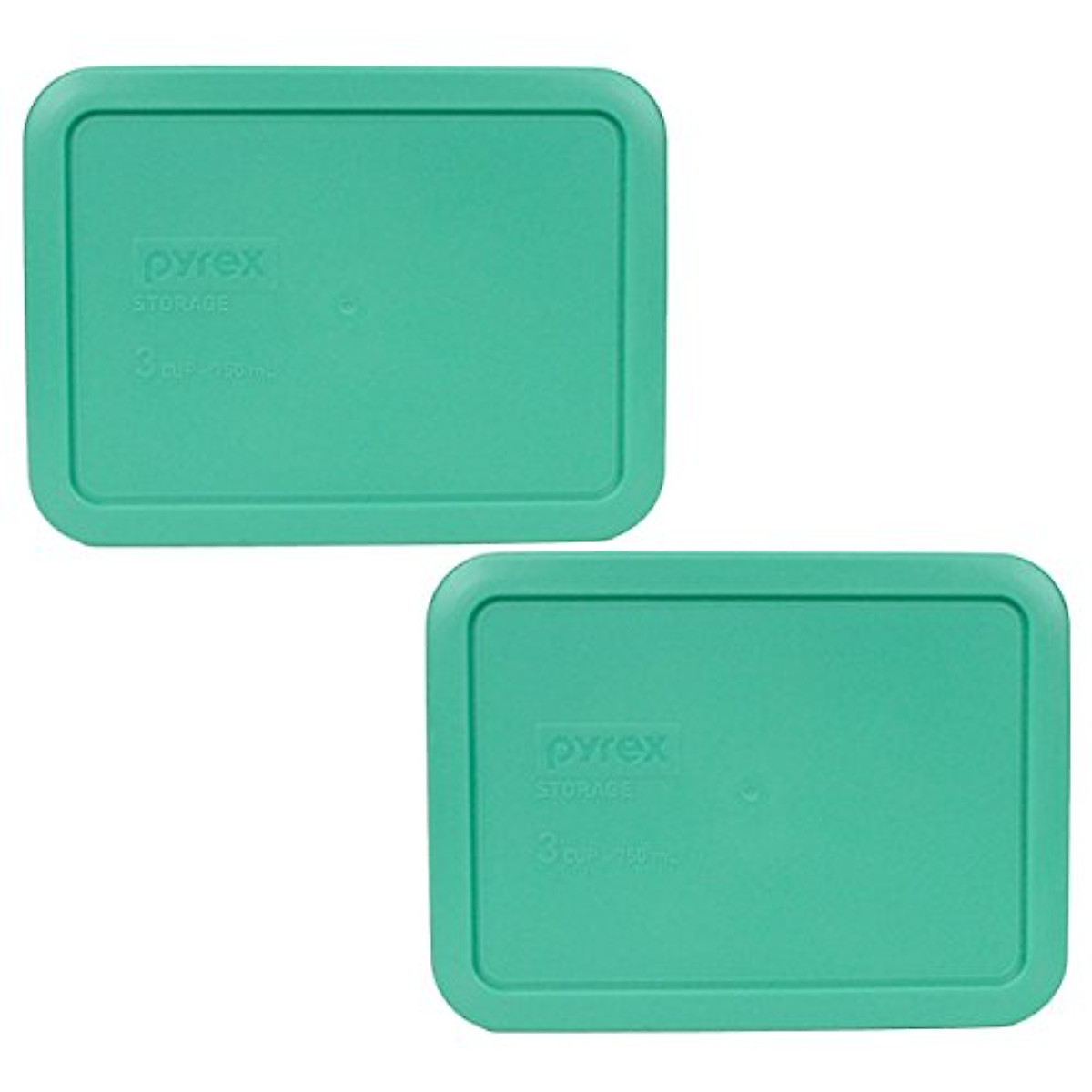 Pyrex 7210-PC 3 Cup Green Rectangle Plastic Food Storage Lid, Made in USA - 2 Pack