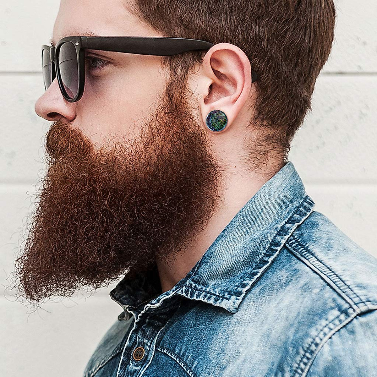 Pierced Owl Purple Galaxy Sparkle Swirl Double Flared Glass Plugs, Sold as a Pair (22mm (7/8"))