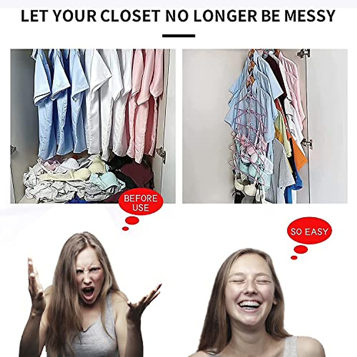 TAOZHIYAO 50PCS Clothes Hook Hanger Hooks Space Saving Closet Connector Organizer (White)