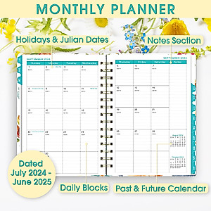 Ymumuda 2024-2025 Planner, 12-Month Daily Weekly Monthly Planner from JUL.2024 to JUN.2025, 8.4" X 6", Spiral Planner Notebook with Stickers, Elastic Closure, Inner Pocket, Colorful Embroidery