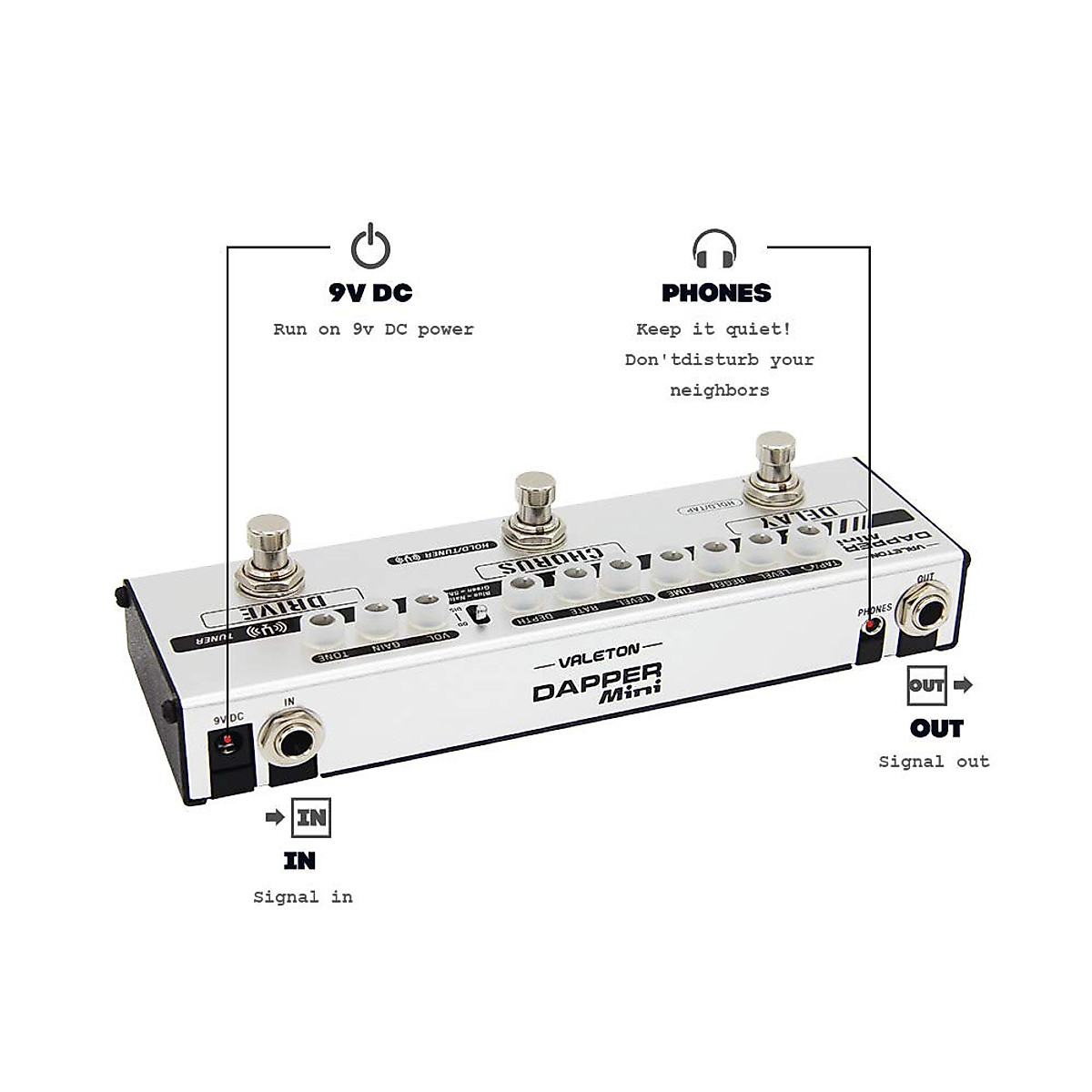 Valeton Dapper Mini Stage Session Gigging Gear Overdrive Distortion Chorus Delay Guitar Multi-Effects Pedal