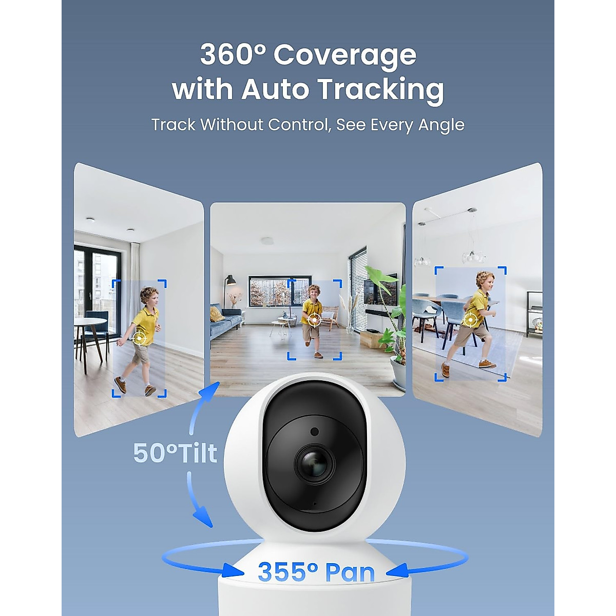 REOLINK Cameras for Home Security, 4MP HD Plug-in Security Camera Indoor Wireless, 2.4/5Ghz WiFi, Pan Tilt, Night Vision, Baby Monitor/Pet Camera, Home Cameras with App for Phone, E1 Pro (2 Pack)