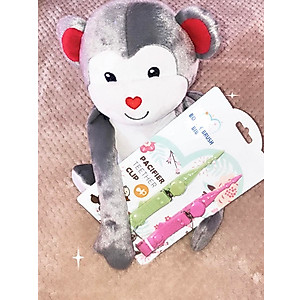 Baby Bottle Brush Bib 2PK Pacifier Teether Clip/Grows with Baby/Doubles As A Teether/Changeable Suspender Clips/No Cloth/100% Silicone/Available in Bright Vibrant Colors (Green/Yellow)