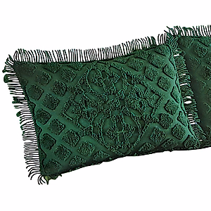 Collections Etc Royalty Elegant Chenille Pillow Sham Emerald SHAM - 26" x 2" Pillow Size - Machine Washable