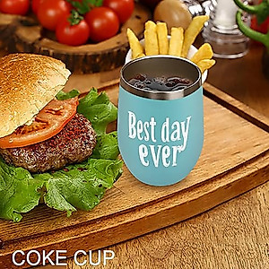 Best Day Ever Funny Wine Tumbler 12 Oz Stainless Steel Insulated Mug Double Wall Water Cup with Lid