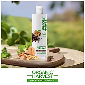 Organic Harvest Everyday Shampoo: Coffee & Walnuts | For Dry & Frizzy Hair | Anti-hairfall Shampoo For Men & Women | 100% American Certified Organic | Sulphate and Paraben-free - 250ml
