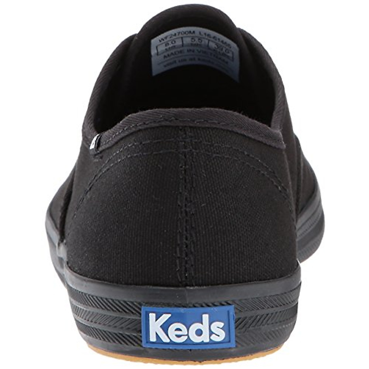 Keds Women's Champion Original Canvas Lace-Up Sneaker, Black/Black, 7 M US
