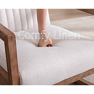 CIMOO Rocking Armchair for Nursery Mid Century Modern Recliner Accent Chair Comfy Lounge Arm Chair for Bedroom/Living Room, Linen Beige, rocking chair-linen