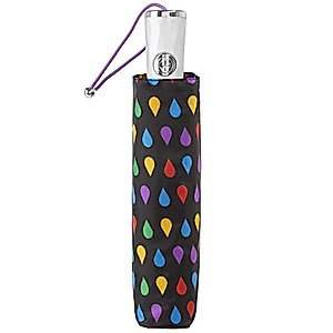 totes Automatic Open Close Water-Resistant Travel Folding Umbrella with Sun Protection, Black Rain