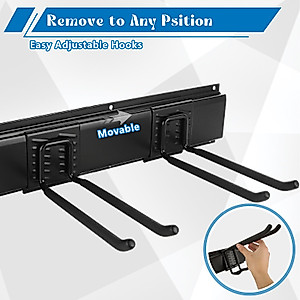 SHUESS Garage Tool Organizer Storage Rack, 47 Inch Garage Organizer Wall Mount, Heavy Duty Garden Tool Organizer, Adjustable Tool Storage Rack Hooks, Yard Shed Ski Tool Organizer Hold Max 465 lbs