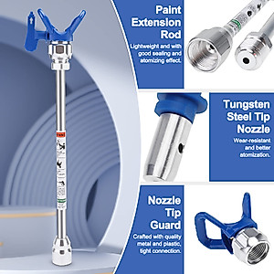 SanSanYa 10PCS Airless Reversible Spray Tip Nozzles Airless Sprayer Nozzles Airless Paint Sprayer Tip Extension Pole Airless Paint Sprayer Extension with Sprayer Nozzle Tip Guard