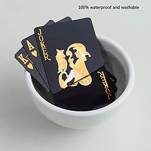 ACELION Waterproof Playing Cards, Plastic Playing Cards, Deck of Cards, Gift Poker Cards (Black Diamond Cards)