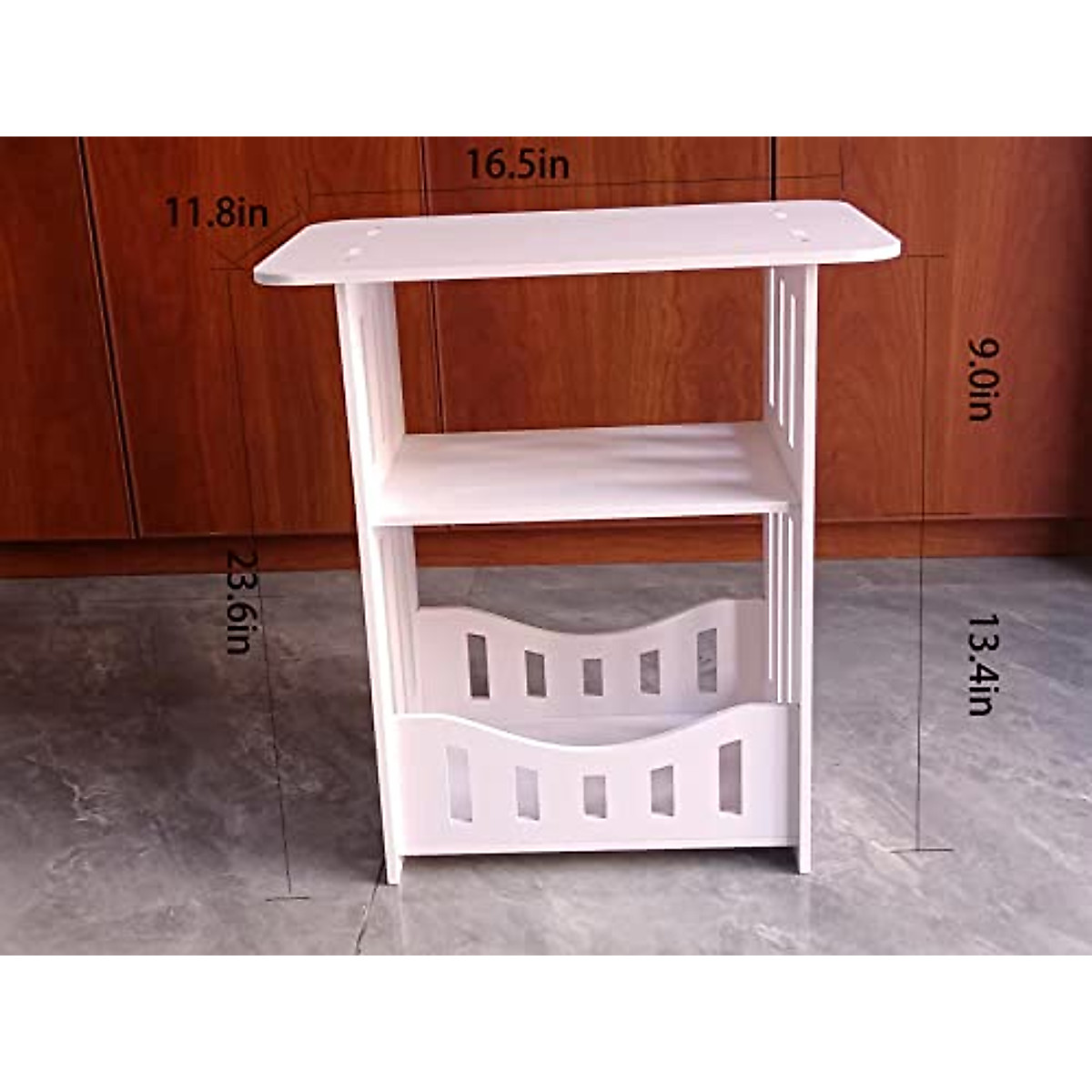 KCOMPT End Table, Cute Nightstands Small Tables for Small Spaces White Coffee Bedside StorageShelf for Office, Living Room, Bedroom