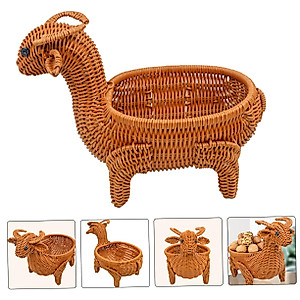 Ciieeo Daily Storage Basket Decorative Baskets Sundries Basket Wicker Storage Basket Snack Storage Serving Tray Bread Serving Basket Animal Shaped Rattan Basket Manual Snack Bowl Pp