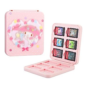 RHOTALL Pink Game Case for Nintendo Switch and Switch OLED, Cute Bunny Storage Card Box with 12 Game Cards Cartridge and 12 SD Cards Slots, Portable Switch Games Holder with Magnetic Design
