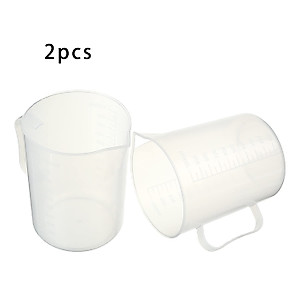 Aicosineg 2Pcs Measuring Cups 1000ml Plastic Graduated Cups PP Plastic Graduated Beaker Measuring Pitcher Pour Cup Liquid Measuring Mixing Cups Plastic Measuring Cup with Handle for Lab Science