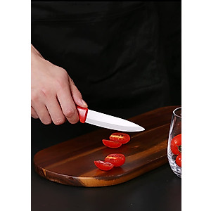 NEW Ceramic Knives With Covers 4 Pcs Quality Kitchen Knife Set with Stain Resistant 6 inch Chef Knife, 5 inch Steak Knife, 4 inch Fruit Knife, Peeler (Green)