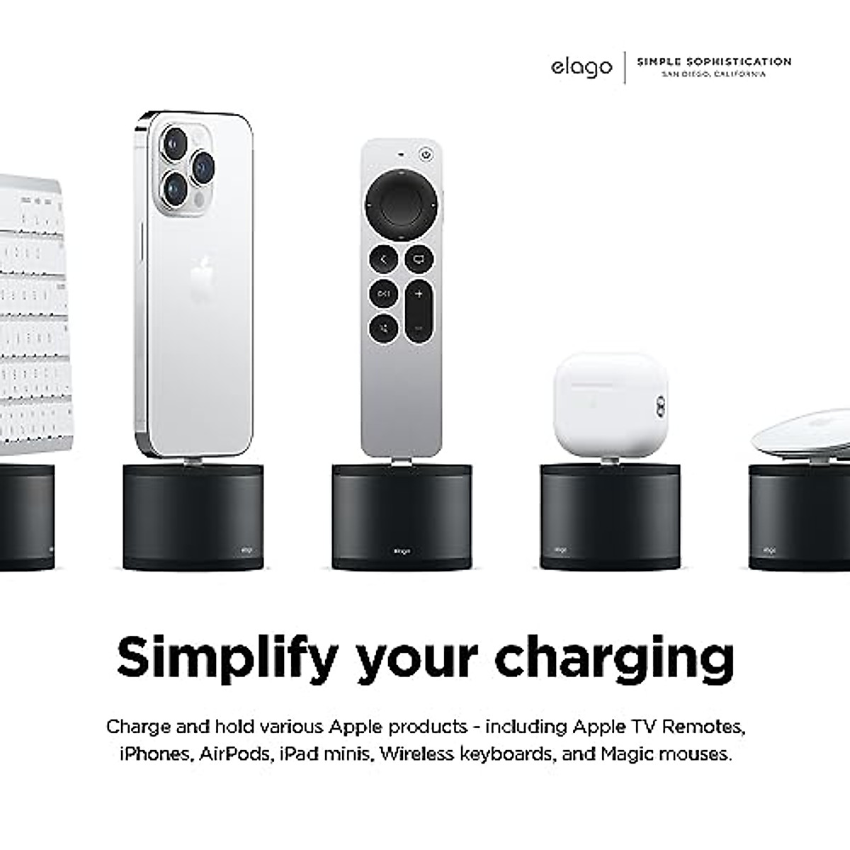elago D Stand Charging Station Compatible with Apple Devices - Charging Dock Compatible with Apple TV Remote, Compatible with iPhone and More, Premium Aluminum, Cable Required (Black)
