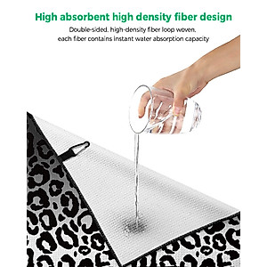 Falaniique Abstract Leopard Printm Golf Towel with Clip, Large Microfiber Women Men Sports Work Out Disc Golf Bag Towel for Golf, Yoga, Gym, Fitness, Workout, Swimming, Ombre Grey Golf Accessory