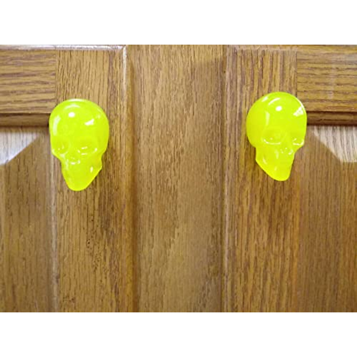 Yellow Skull Cabinet Knobs/Drawer Knobs (Black Light Activated) (Set of 2)