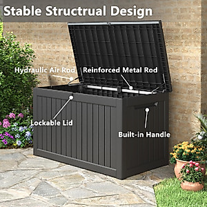 NUNU LAB 230 Gallon Outdoor Storage Box, Deck Box, Waterproof Resin Storage Bin for Patio Cushions for Patio Furniture Cushions, Garden Tools, Lockable, UV Resistant (Black)