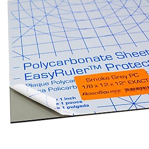 Smoke Grey Polycarbonate Plastic Sheet 12" X 12" X 0.118" (1/8") Exact, Shatter Resistant, Easier to Cut, Bend, Mold Than Plexiglass. Robotics, Hobby, DIY, Industrial, Crafts. Translucent Gray Tinted