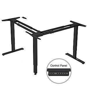 AVLT 47" Electric Standing Desk (3 ft 11 inches) L Shaped Sit Stand Desk Height Adjustable with Swappable Mid Foot Design - 3 Leg Motorized Corner Desk - Frame Only - Black