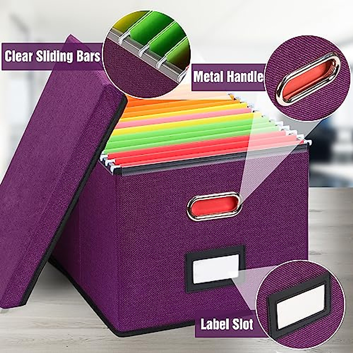 EOOUT File Folder Organizer - 1 Pack, Hanging File Storage Box with Handles