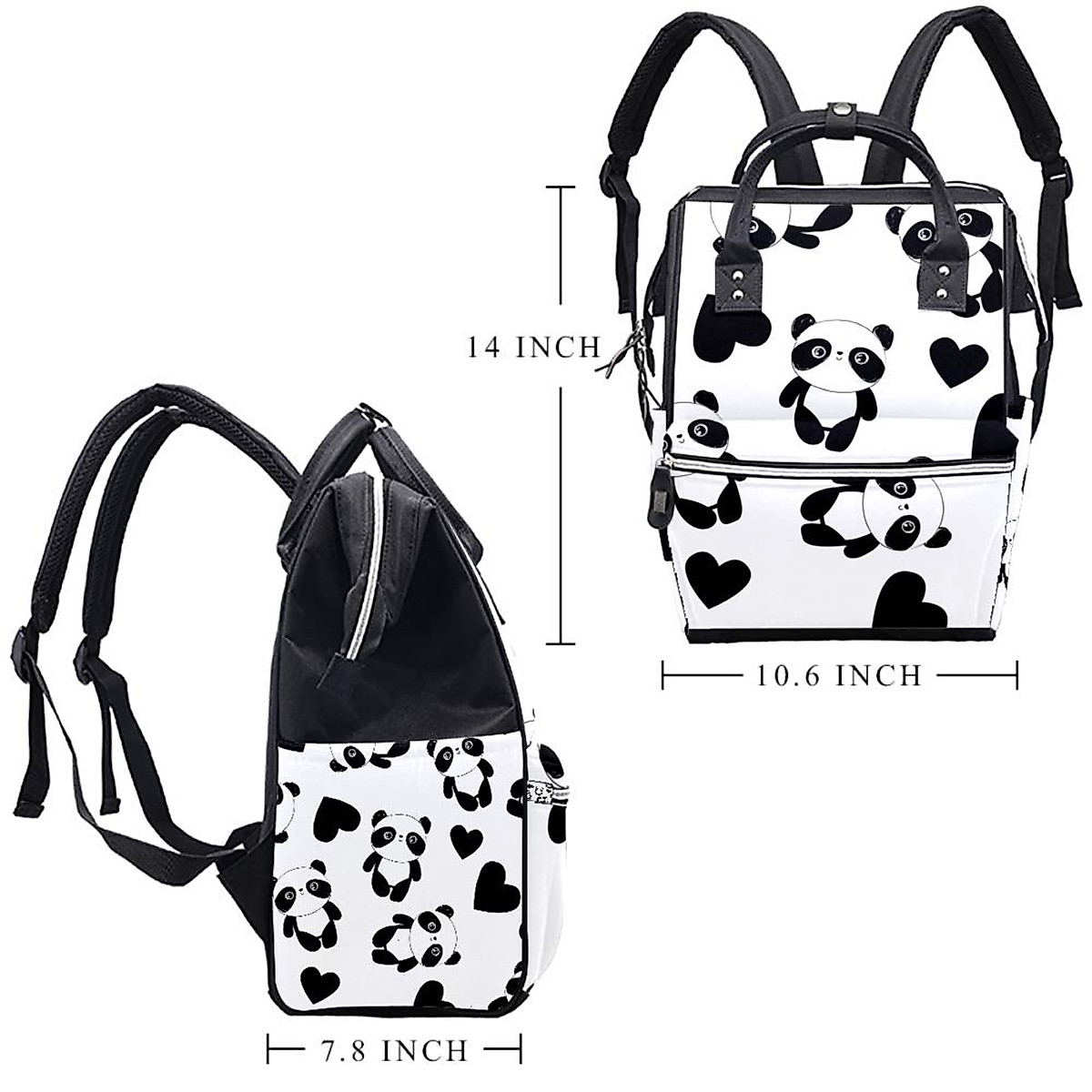 Panda Bear Heart Changing Bags Organizer Nappy Bags for Baby Care