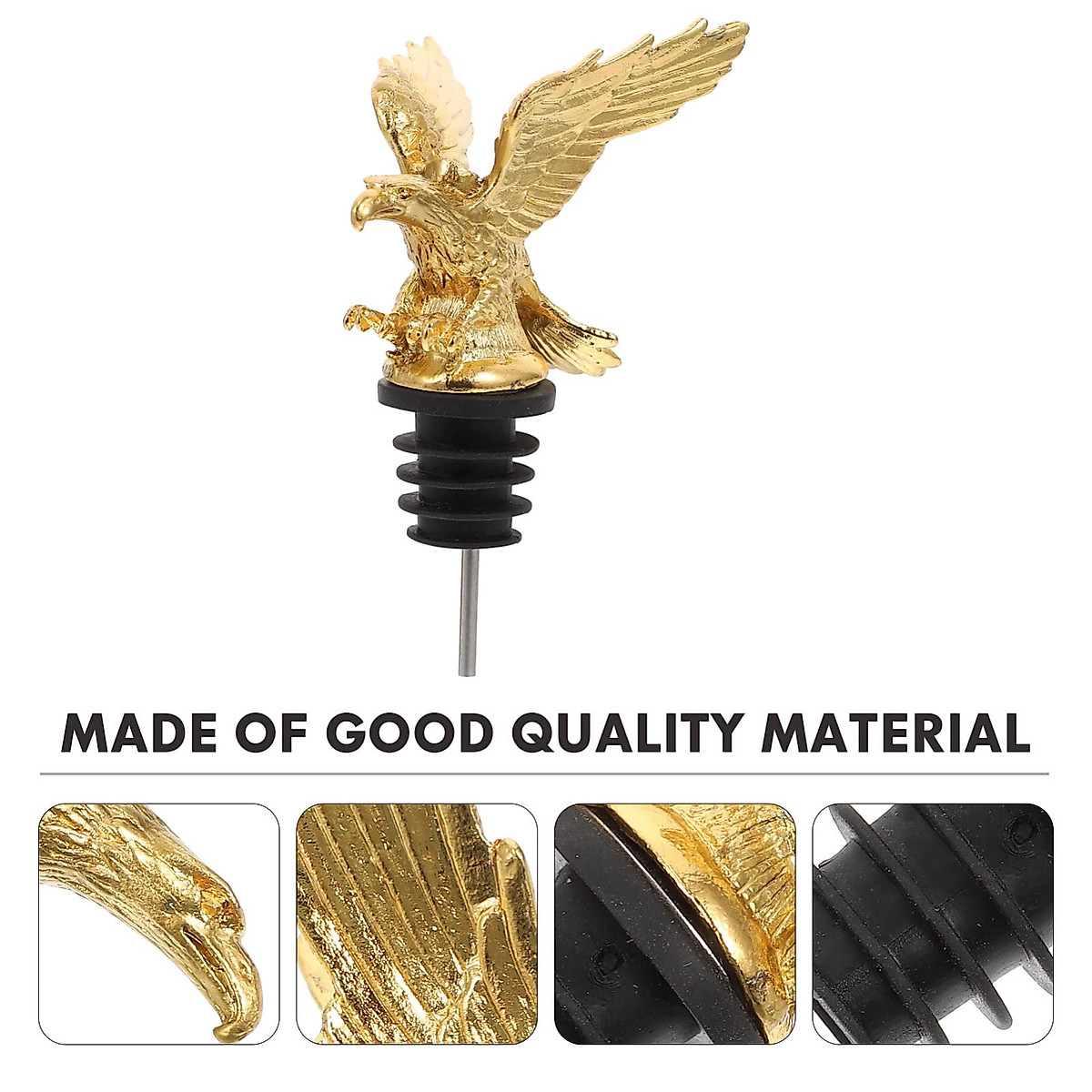 HEMOTON Wine Pourer Wine Aerator Eagle Head Animal Wine Pourer Bottle Decanter Spout Decorative Wine Bottle Stopper Home Bar Accessories (Golden)