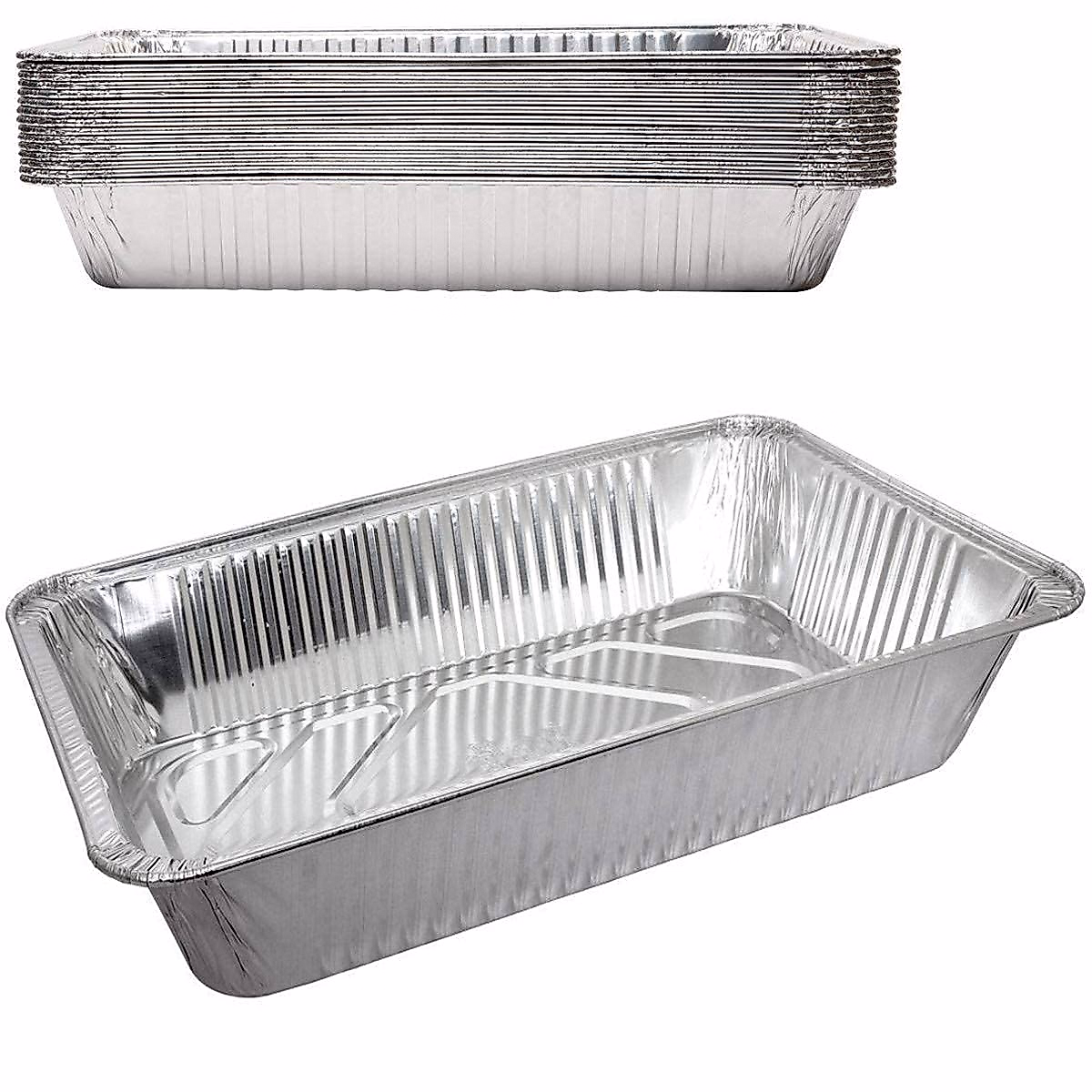 Durable Disposable Aluminum Foil Steam Roaster Baking Pans, Deep, Heavy Duty Baking Roasting Broiling 20 x 13 x 3 inches Thanksgiving Turkey Dinner (15)