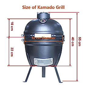 RJMOLU Outdoor BBQ Grill 13" Ceramic Egg Shaped Smoker Barbecue Stove Ceramic Barbecue for Picnic Garden Terrace Camping Travel