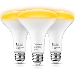 L LOHAS LED Yellow Bug Light Bulbs Outdoor, 65W Equivalent BR30 Bug Flood Lights for Outside, Non-Attracting, 11W Amber Porch Lights, E26 Base, Non-Dimmable, UL Listed, for Patio Deck Backyard, 3 Pack