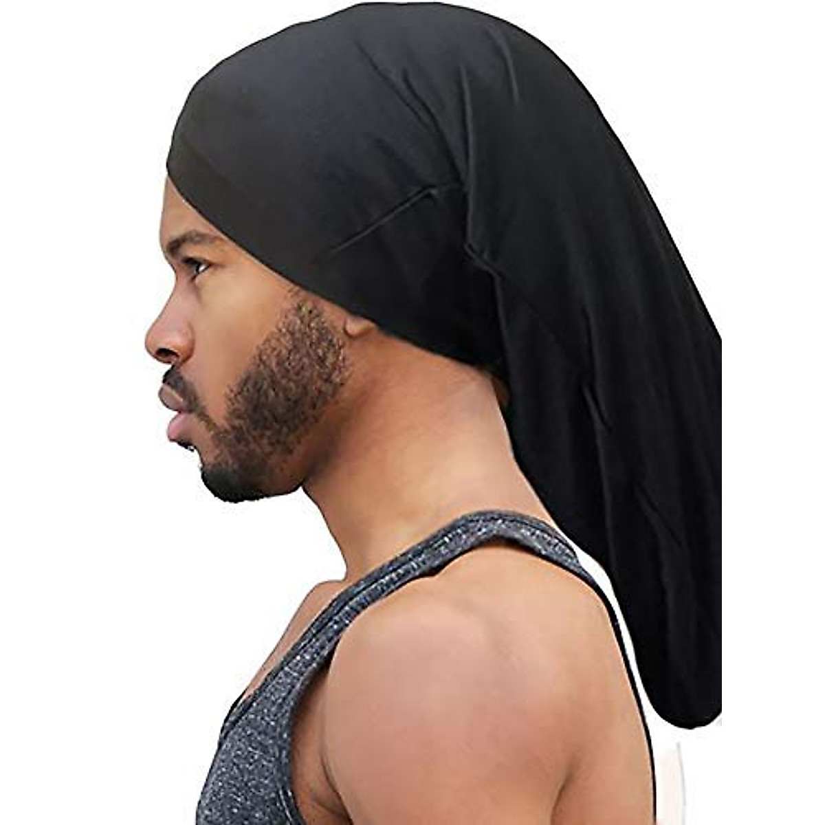 King.J Super Long Unisex Spandex Cap for Dreadlocks (Black)