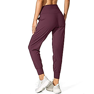 G Gradual Women's Joggers High Waisted Yoga Pants with Pockets Loose Leggings for Women Workout, Athletic, Lounge (Maroon, Small)